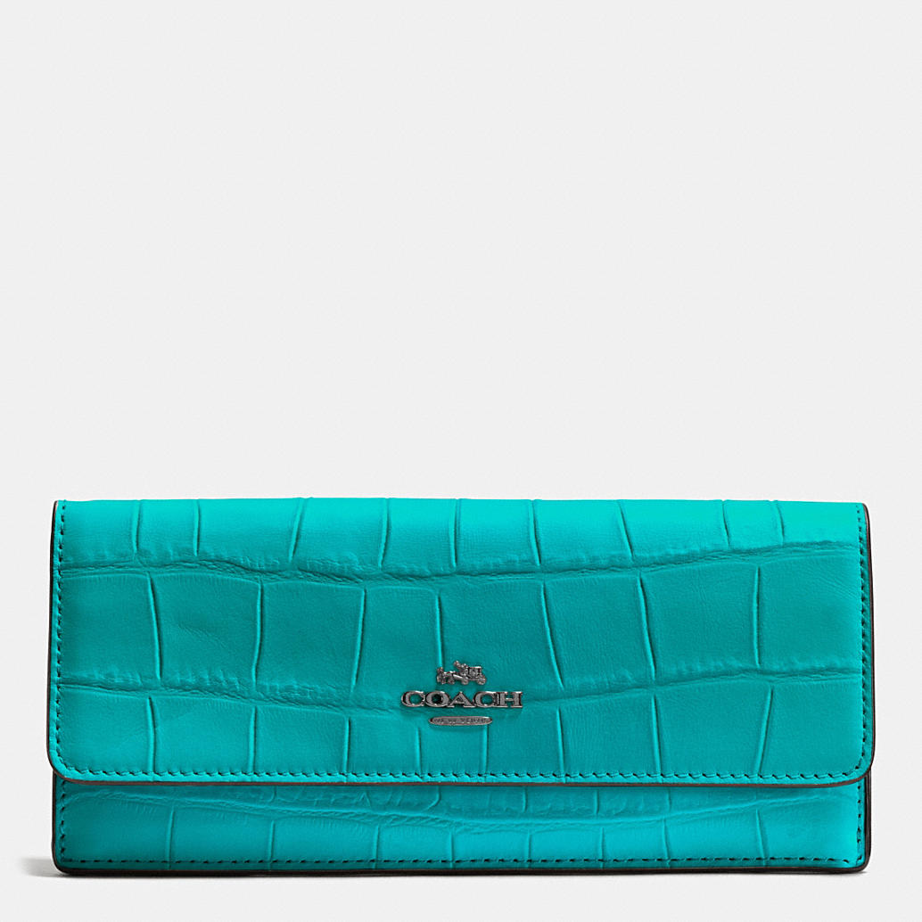 COACH Designer Wallets | Soft Wallet In Croc Embossed Leather COACH Designer Wallets | Soft Wallet In Croc Embossed Leather
