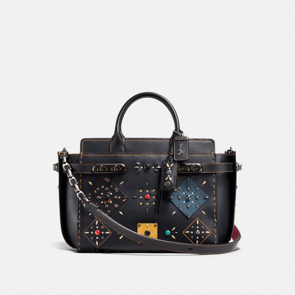 COACH: Coach Double Swagger With Patchwork Prairie Rivets