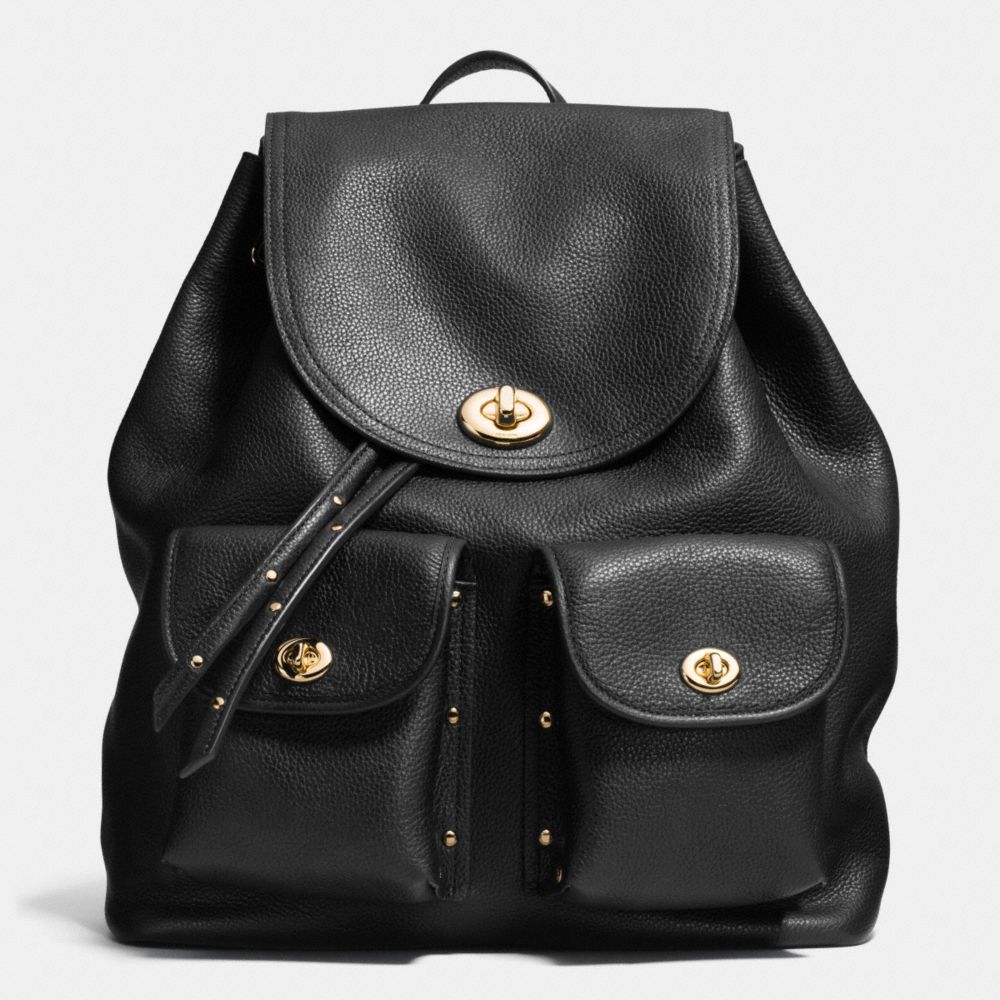 COACH Designer Backpacks | Turnlock Tie Rucksack In Refined Pebble Leather