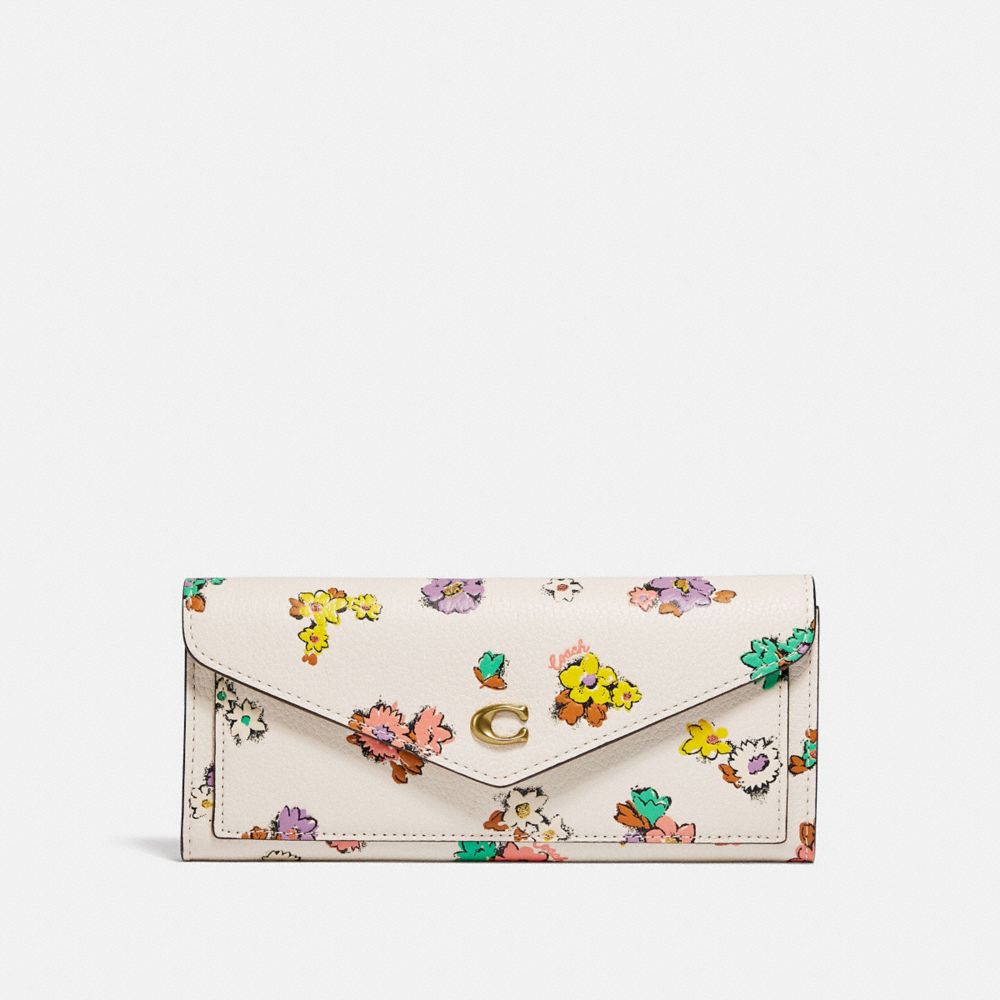 Coach Wyn Soft Wallet With Floral Print In Brass/chalk | ModeSens
