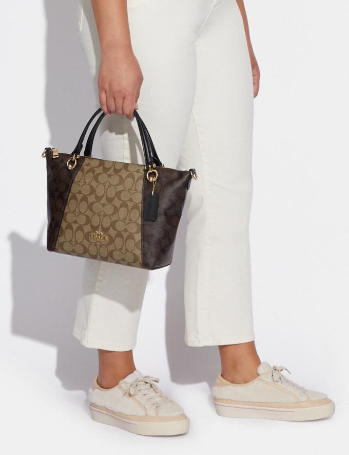 COACH: Kacey Satchel In Blocked Signature Canvas COACH: Kacey Satchel In Blocked Signature Canvas